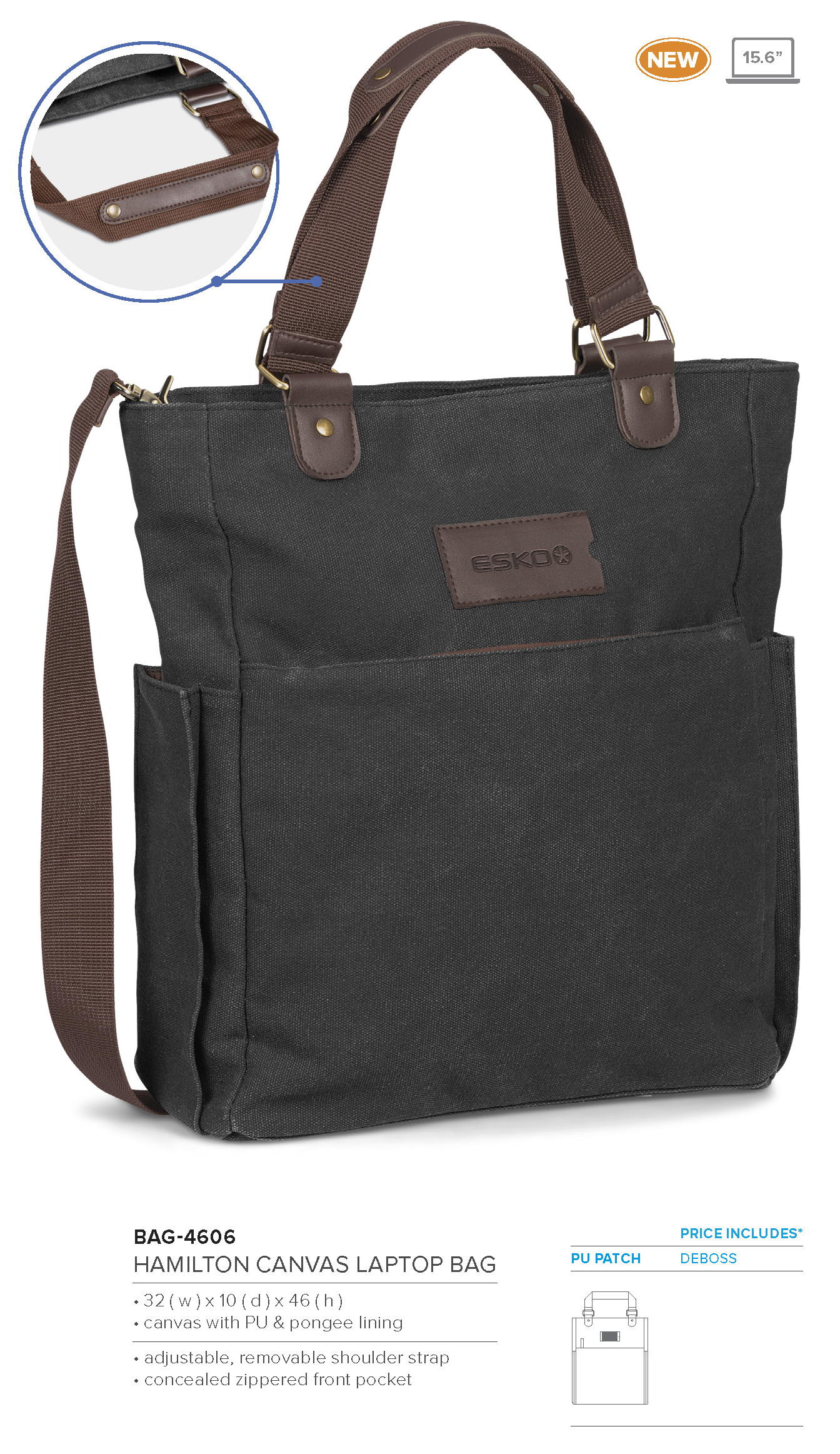 Hamilton Canvas Laptop Bag - Branding & Beyond